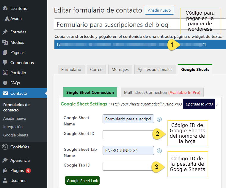 Guarda tus formularios de Contact Form 7 en Google Sheets - Skydone ...